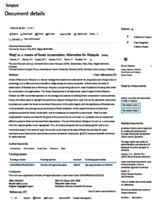 Waqf as a means of forest conservation: alternative for Malaysia - IIUM Repository (IRep)
